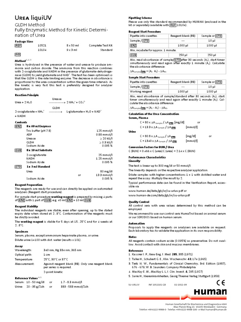 Urea Liquiuv: GLDH Method Fully Enzymatic Method For Kinetic Determi ...