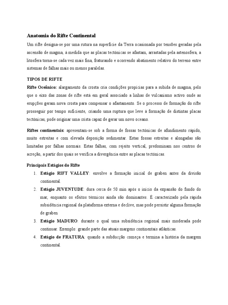 Anatomia Do Rifte Continental | PDF | Rifte | Placas tectônicas