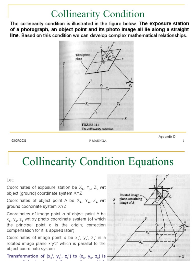 Kuliah 7 Fotogrammetri I Collinearity Condition Pdf Equations Line Geometry