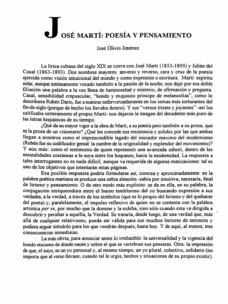 José Martí. Poesía y Pensamiento | PDF | Existencialismo | Existencia