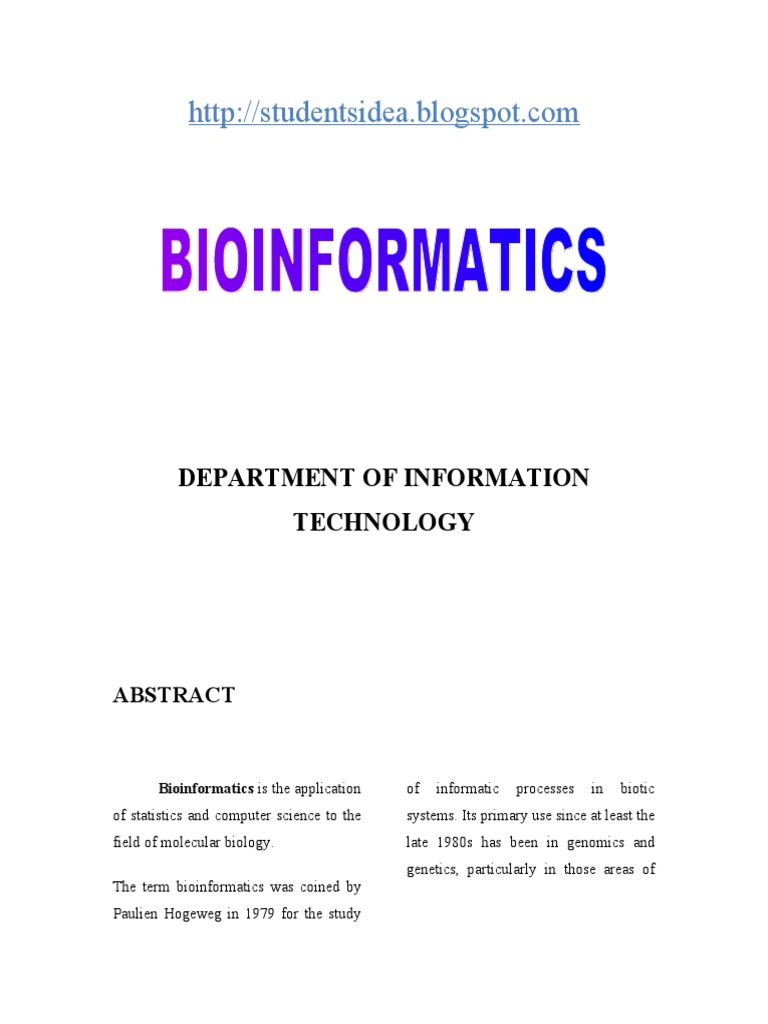 BioInformatics Abstract For Paper Presentation | PDF | Bioinformatics ...