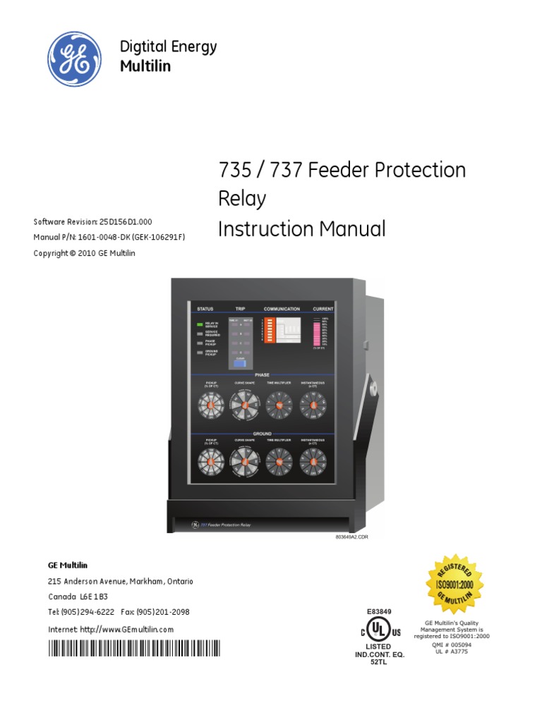 735 / 737 Feeder Protection Relay Instruction Manual: Multilin | PDF ...