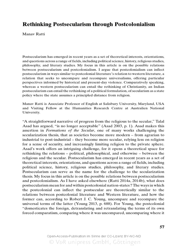 Rethinking Postsecularism through a Postcolonial Lens | PDF ...
