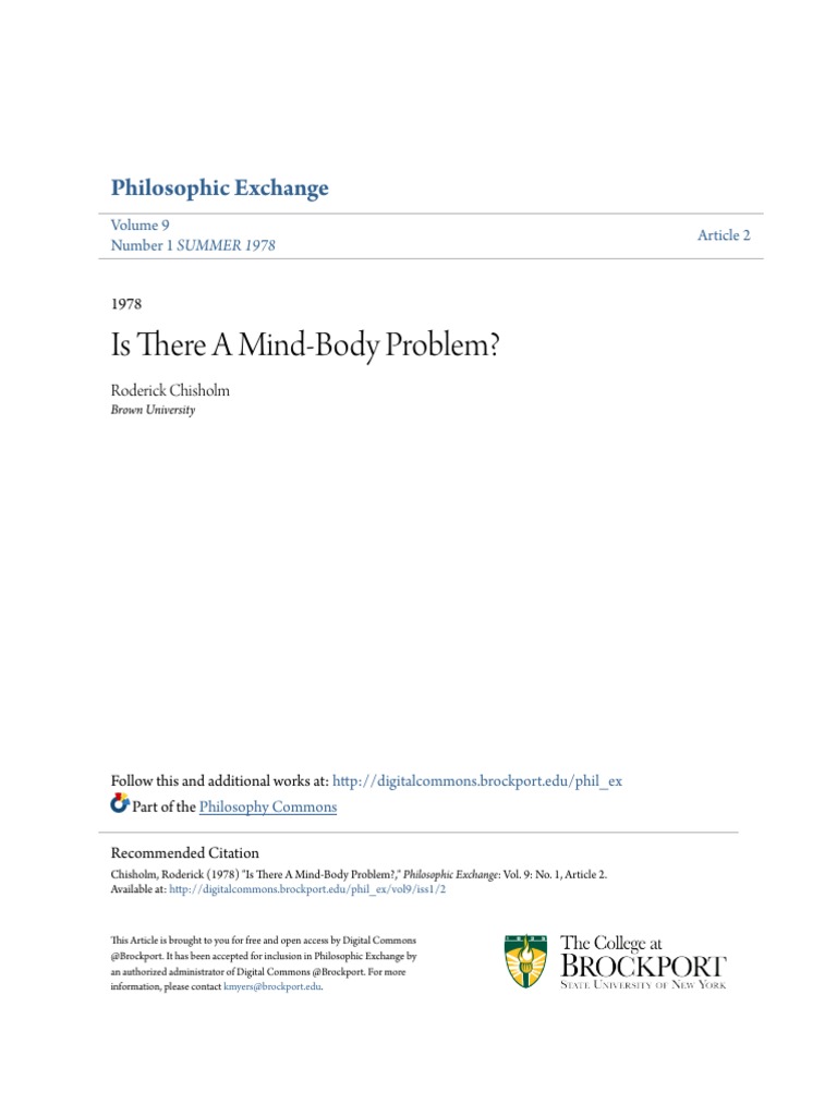 Is There A Mind-Body Problem | PDF | Mind–Body Problem | Mind