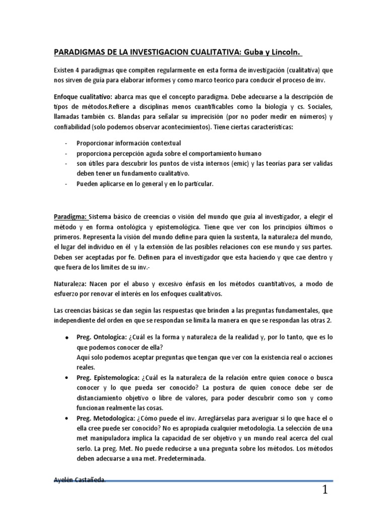 Paradigmas Segun Guba y Lincoln | PDF | Paradigma | Teoría