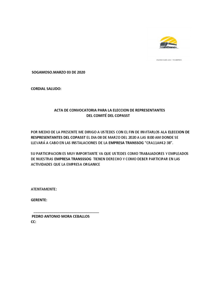 Invitacion Del Copasst | PDF