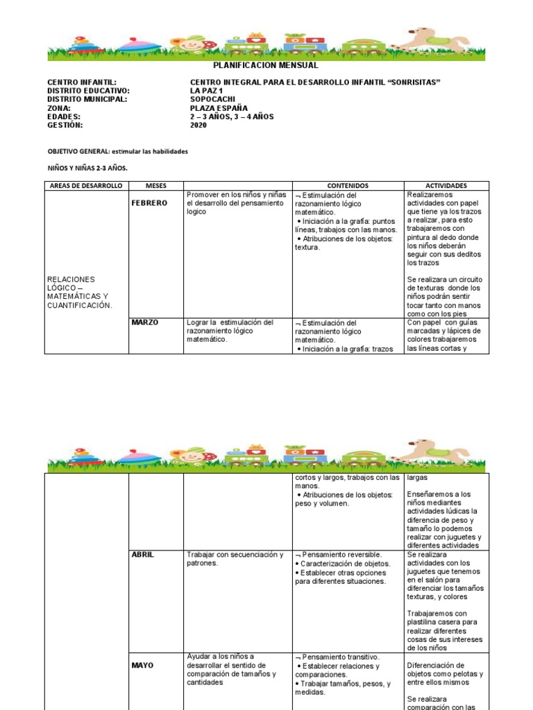 Planificacion Mensual Libertad | PDF | Educación de la primera infancia ...