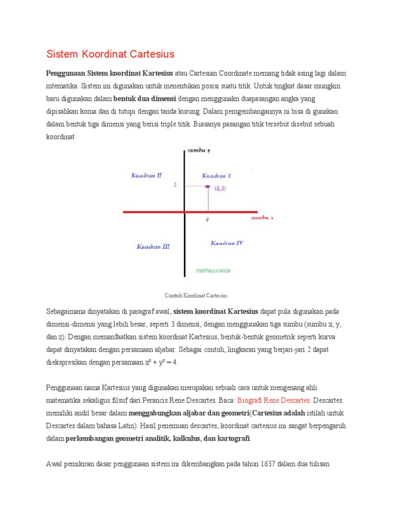 Sistem Koordinat Cartesius | PDF