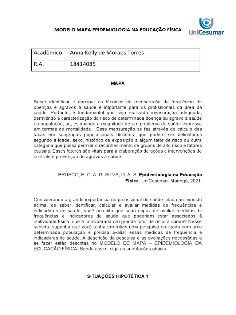 Mapa Epidemiologia Kelly | PDF | Fator de risco | Epidemiologia