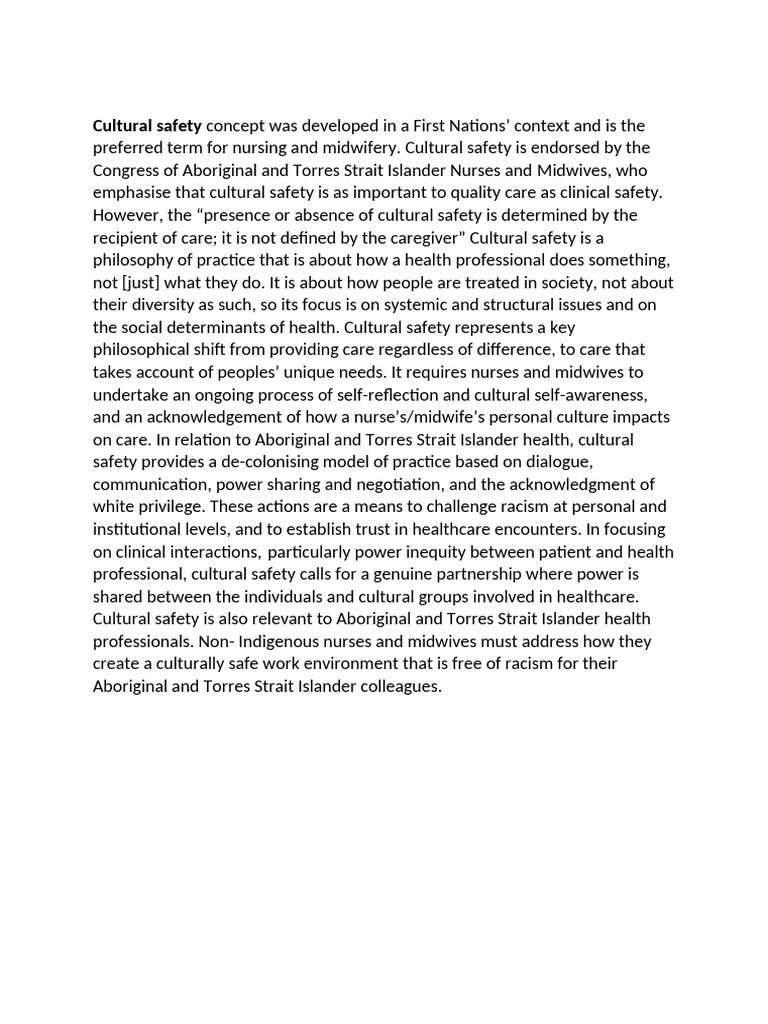 Cultural Safety Concept Was Developed in A First Nations | PDF