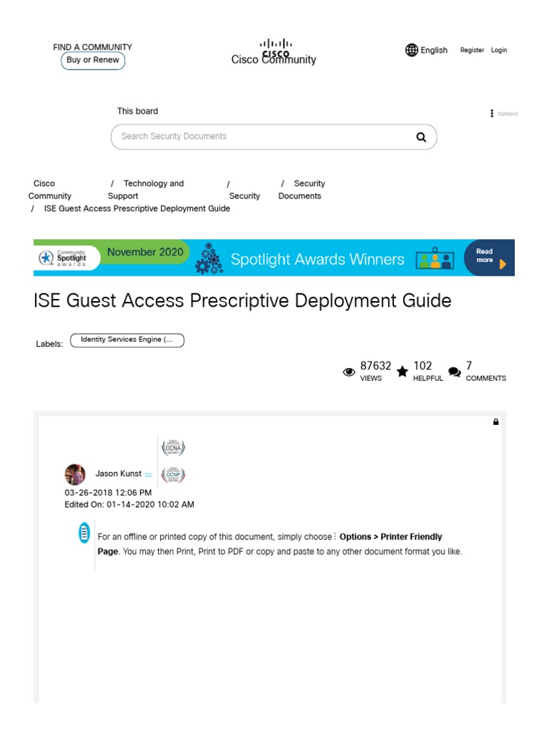ISE Guest Access Prescriptive Deployment Guide | PDF | Radius ...