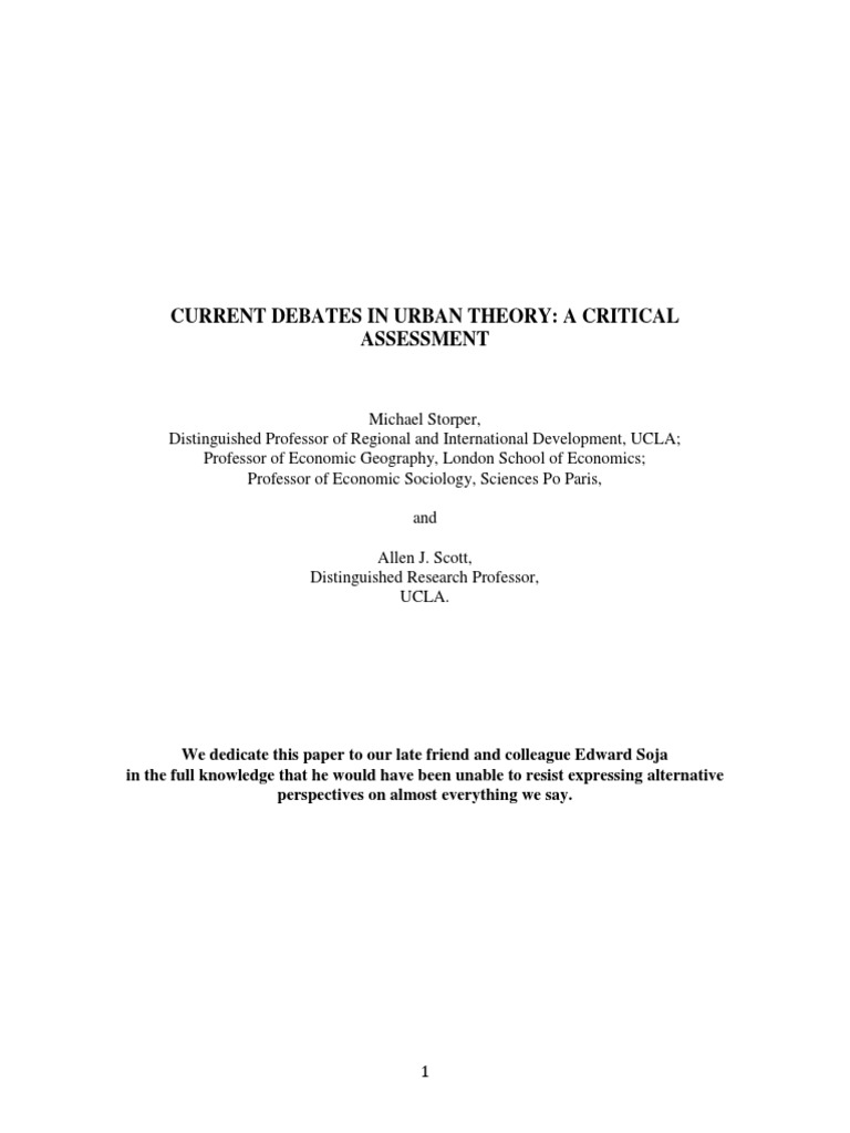 Urban Challenges and Urban Theory in the 21st Century: A Critical Assessment of Postcolonial ...