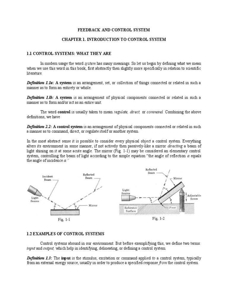Feedback and Control System Chapter 1. Introduction To Control System | PDF | Control Theory ...
