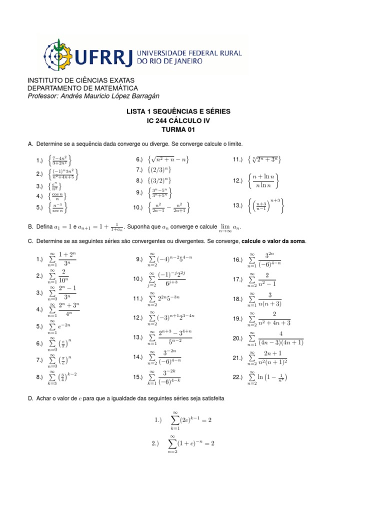 Sequencias e Series - Calculo IV | PDF