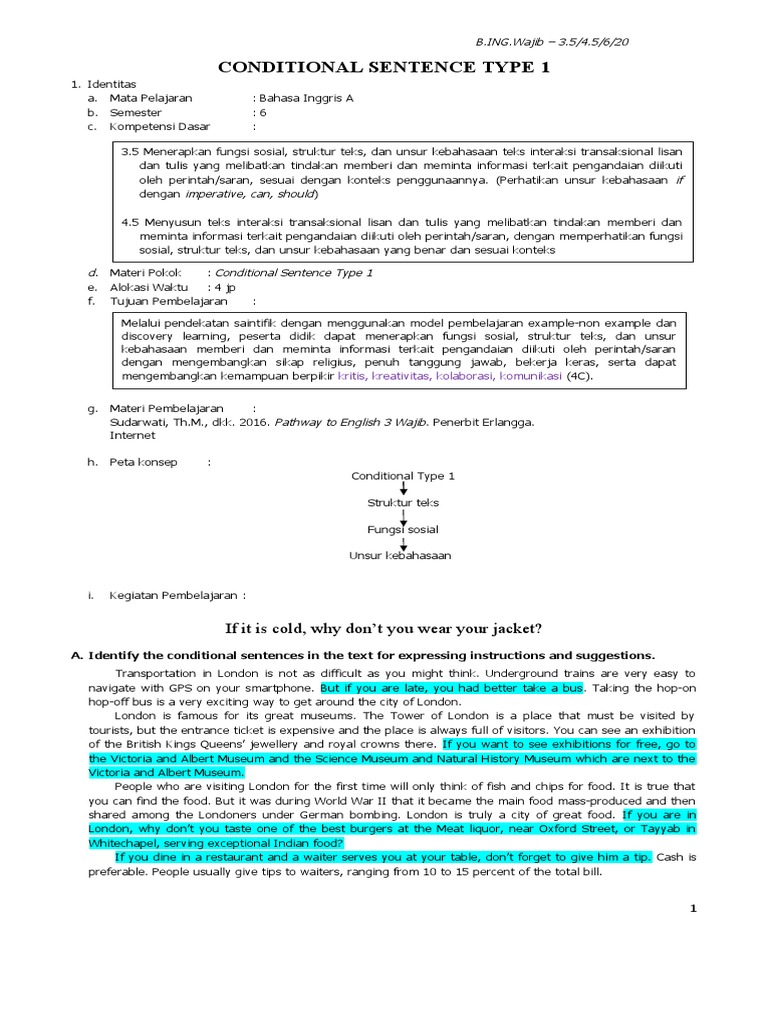 UKBM 20 - Conditional Sentence Type 1 | PDF | Clause | Sentence (Linguistics)