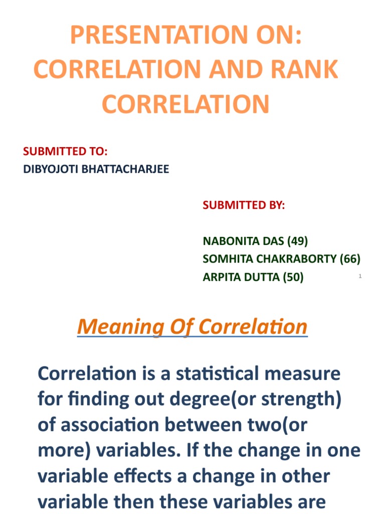 Presentation On: Correlation and Rank Correlation: Submitted To | Descargar gratis PDF ...