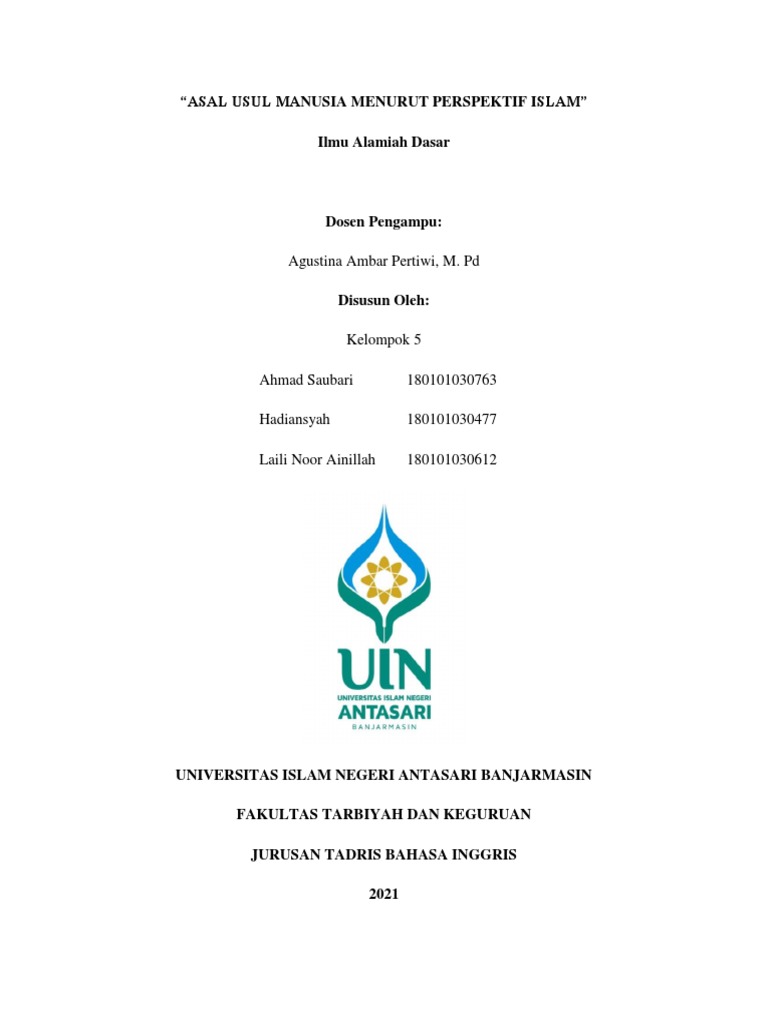 Makalah Asal Usul Penciptaan Manusia Menurut Perspektif Al-Qur'an | PDF | Filsafat | Agama ...