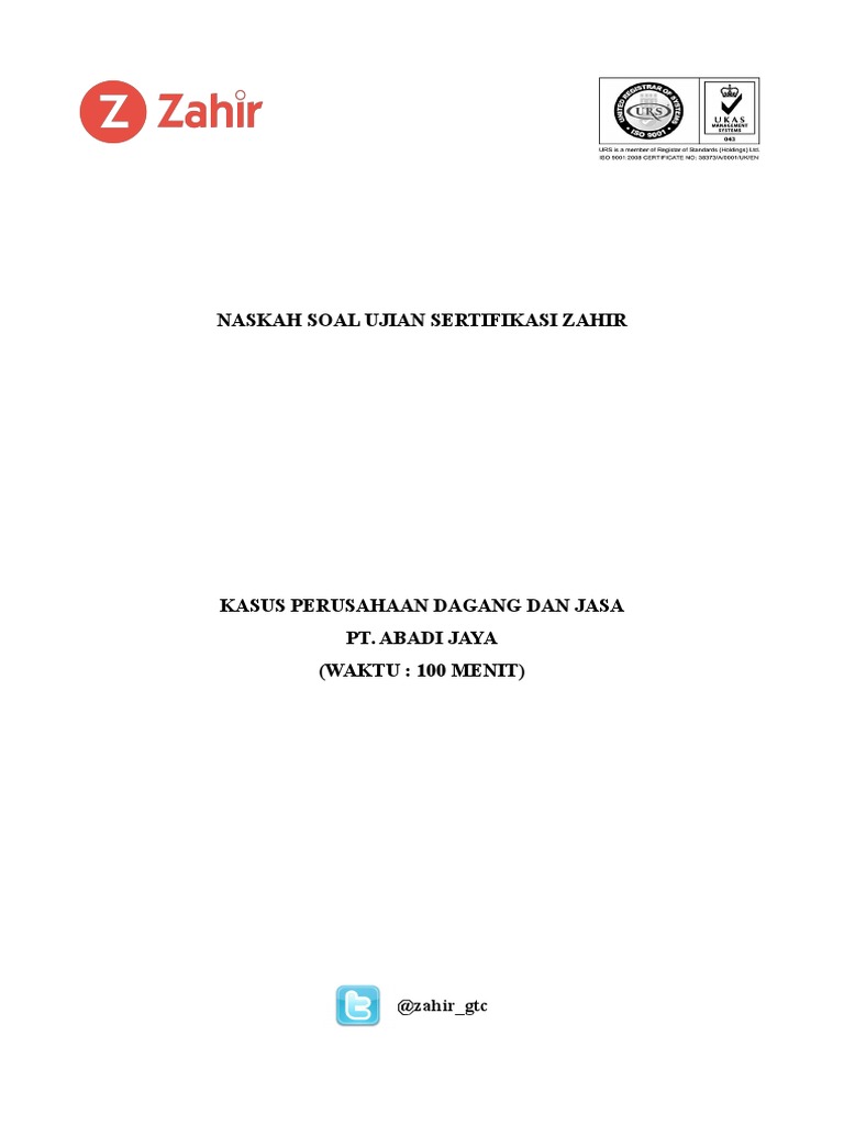 Soal Ujian Sertifikasi Zahir | PDF | Bisnis | Pengelolaan Keuangan & Uang