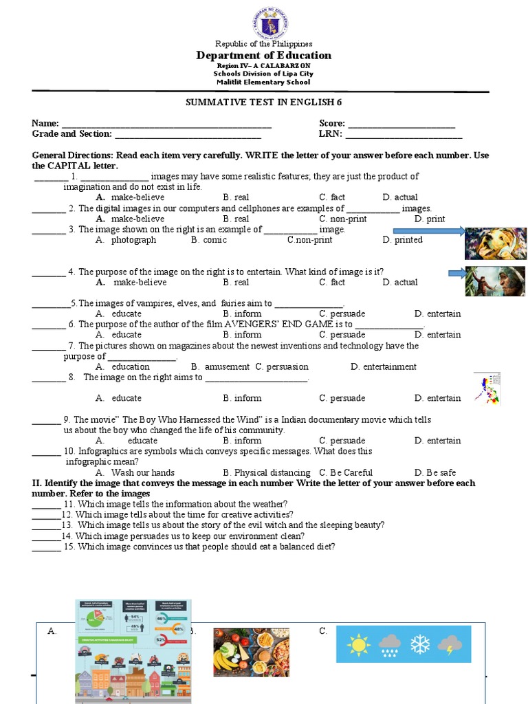 Summative Test in English6 Q1W1&2 | PDF