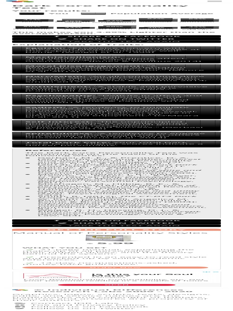 Dark Core Personality Test: Manual of Personality Styles | PDF ...