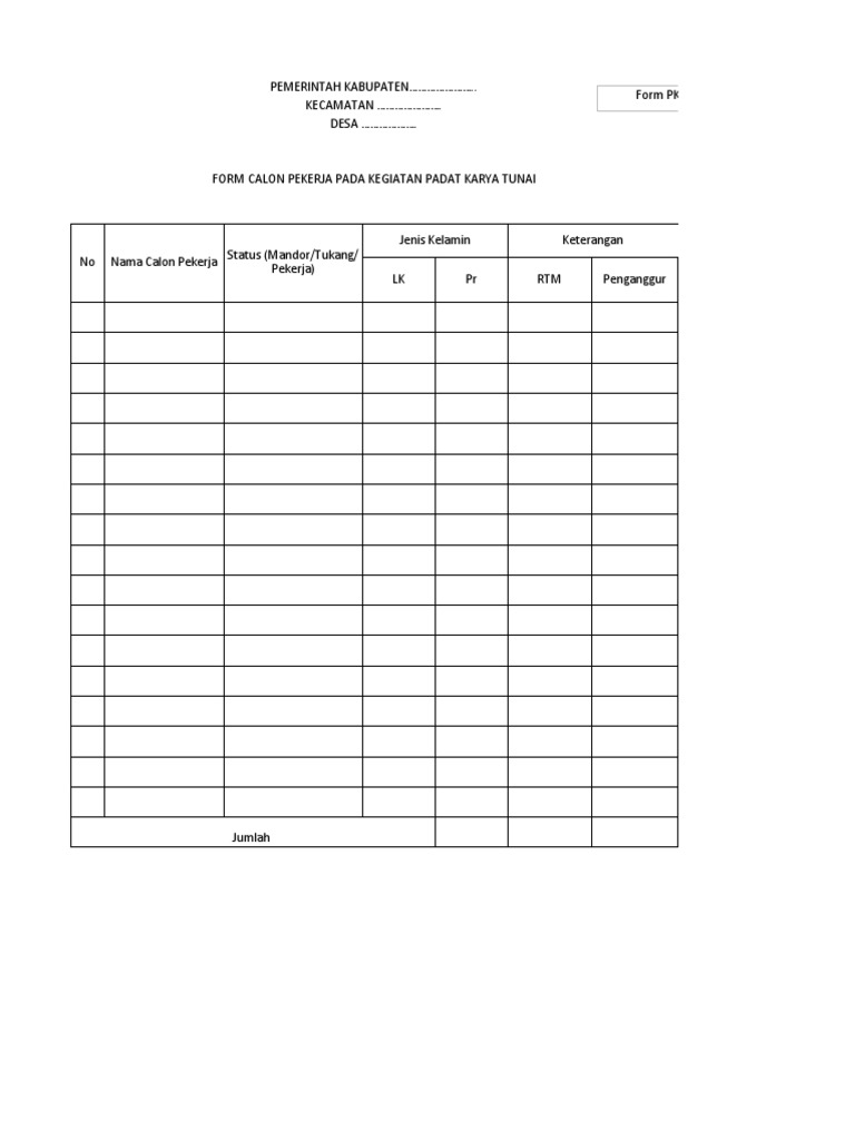 Form Pembayaran Hariaan-Mingguan PKT-2018-1-1 | PDF