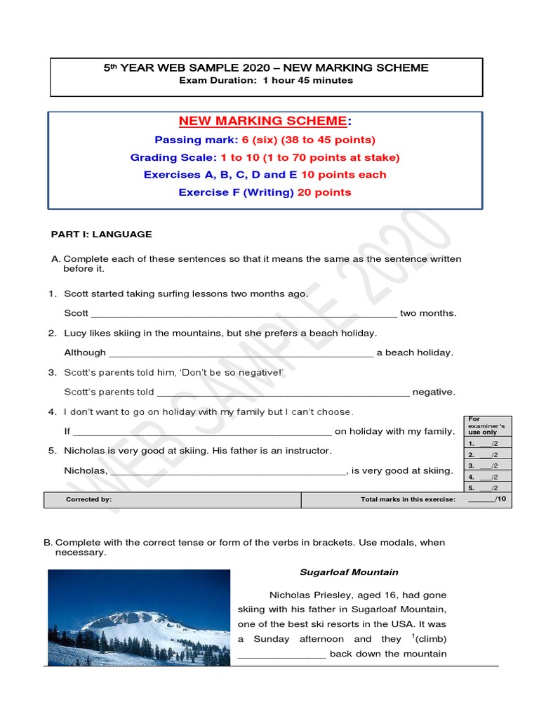 Modelo de Examen Level 5 (Inglés) | PDF | Adjective | Verb
