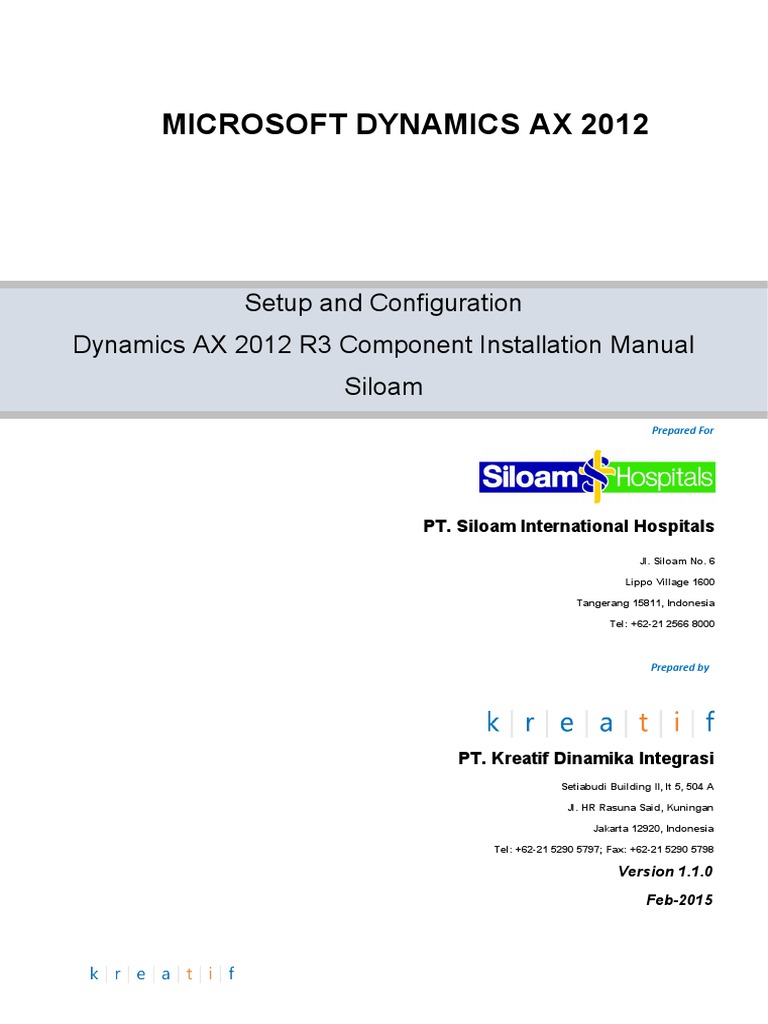 Dynamics AX 2012 R3 Component Installation Manual | PDF | Server (Computing) | Microsoft Sql Server