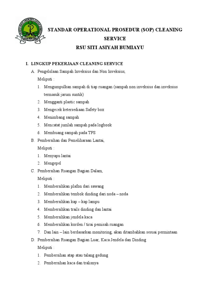 SOP Cleaning Service | PDF
