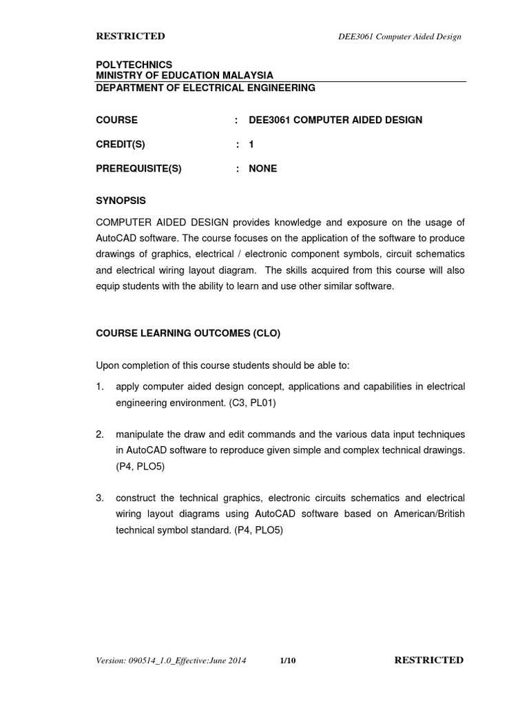 AutoCAD Course for Electrical Design | PDF | Computer Aided Design ...