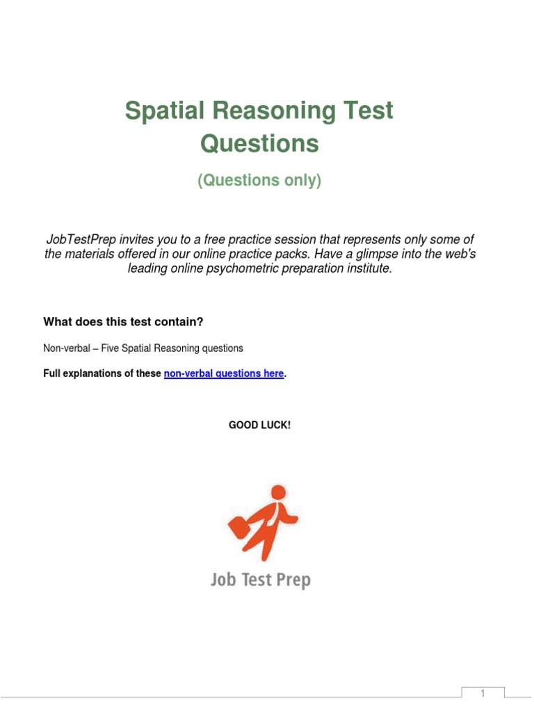 Spatial Reasoning Test Questions | PDF