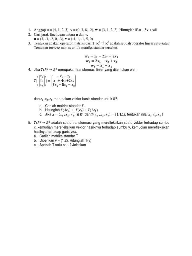 Transformasi Linier dan Jarak Vektor | PDF