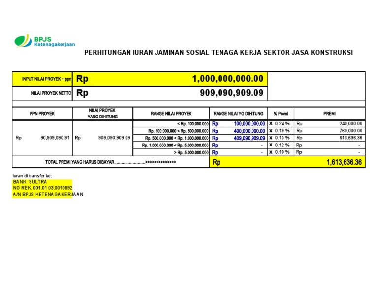 Perhitungan Iuran BPJS Konstruksi | PDF