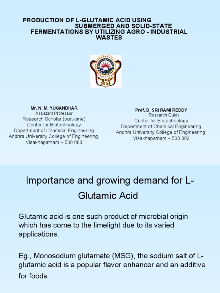 Production of L-Glutamic Acid Using Submerged and Solid-State ...