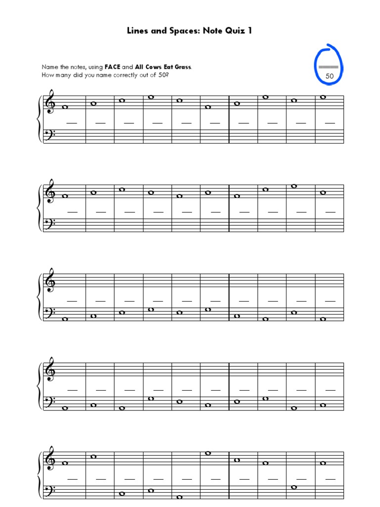 Naming Piano Notes Using Lines and Spaces | PDF