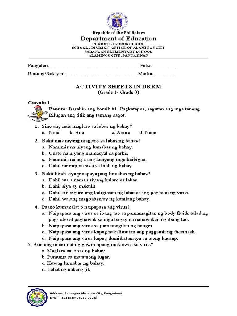 DRRM Activity Sheets | PDF
