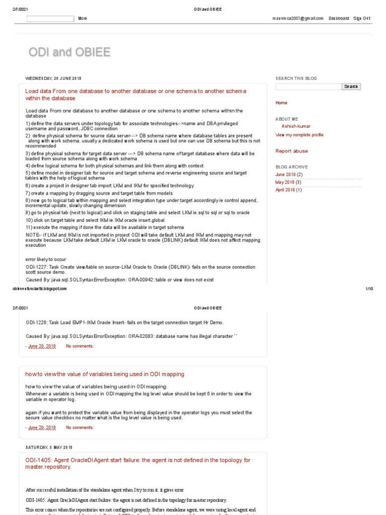 ODI and OBIEE | PDF | Database Schema | Databases