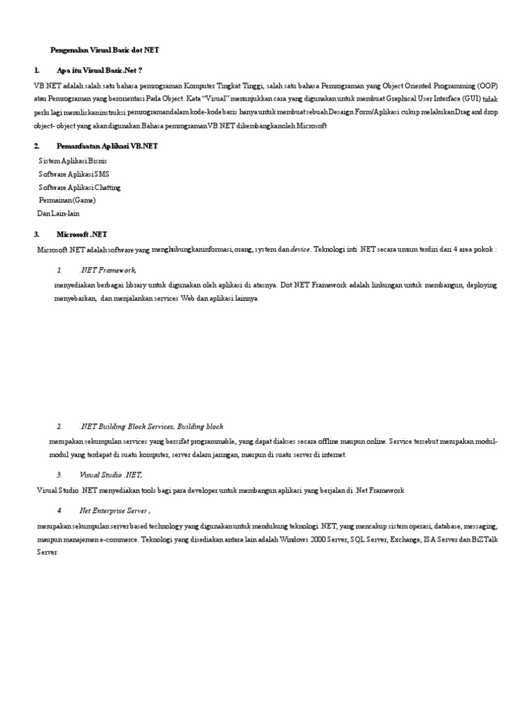 Pengenalan Visual Basic Dot NET | PDF