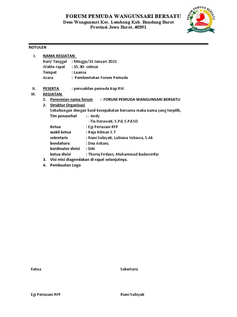 Contoh Laporan Rapat | PDF