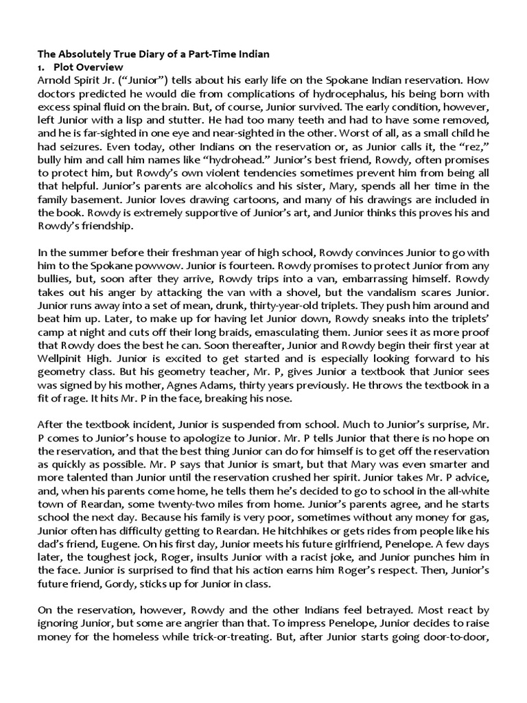 The Absolutely True Diary of A Part-Time Indian (Summary, Themes ...