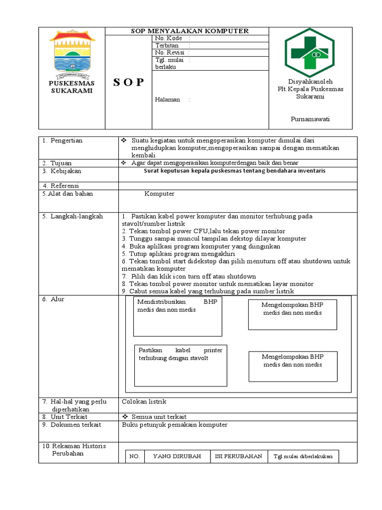 Sop Menyalakan Komputer | PDF