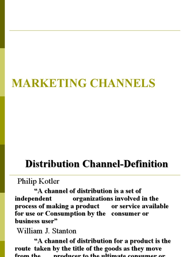 Marketing Channels | PDF | Retail | Marketing