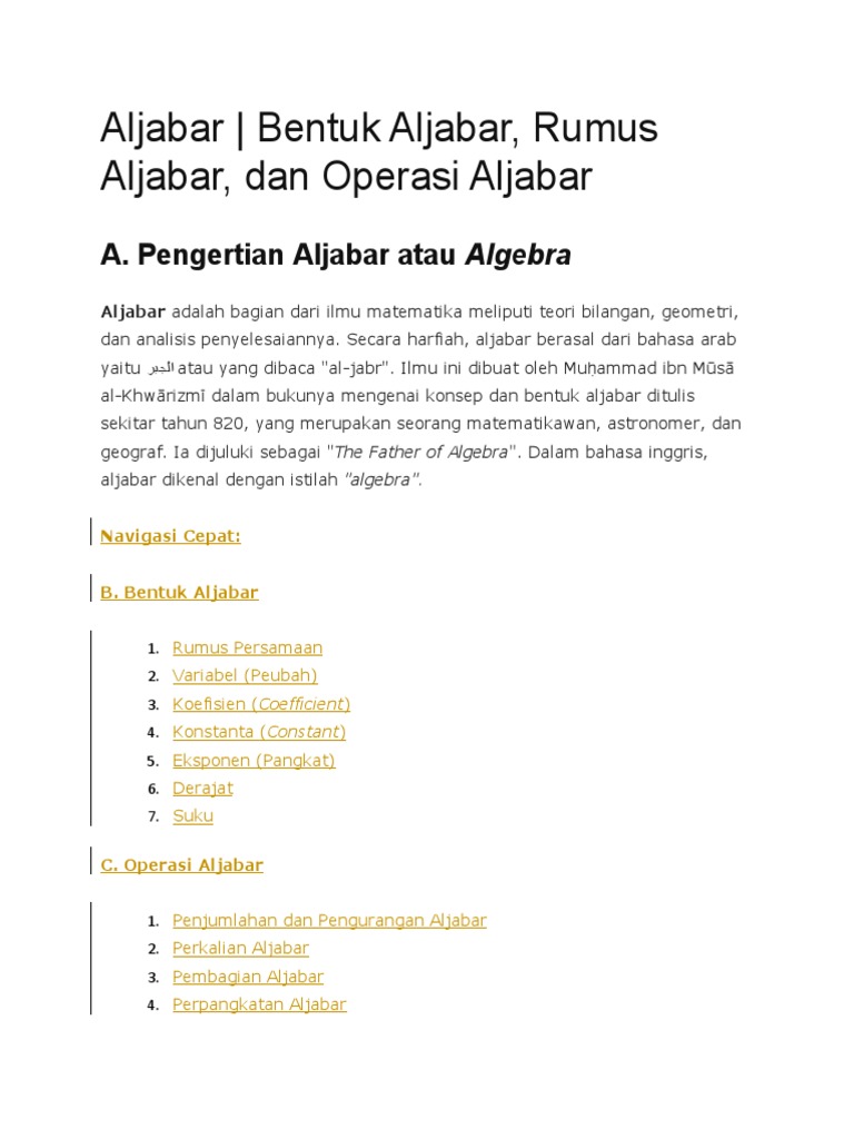 Aljabar | PDF