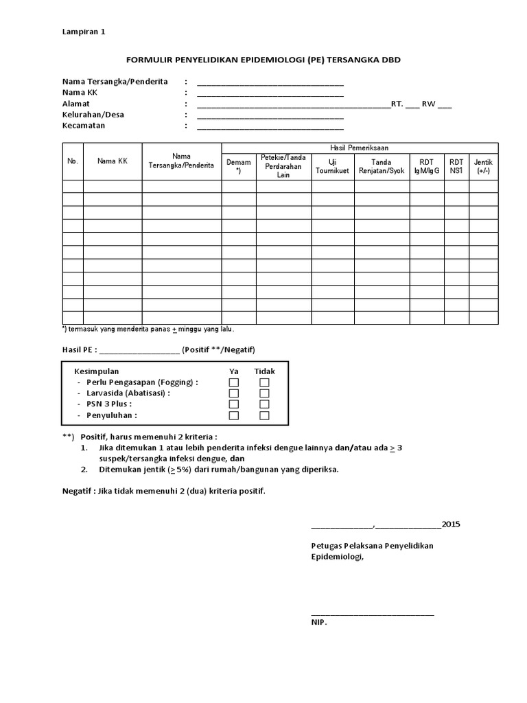 Formulir PE DBD | PDF