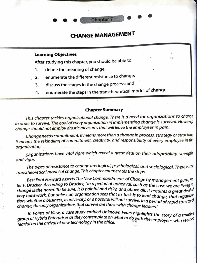Change Management: Learning Objectives | PDF | Change Management ...