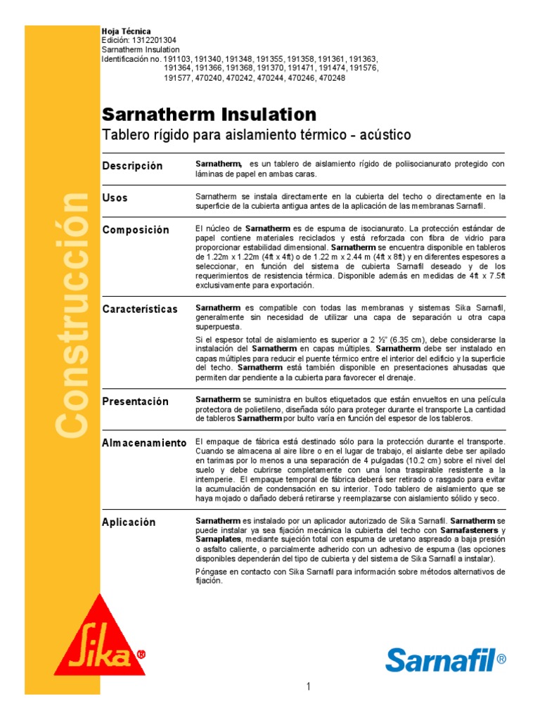 Sarnatherm Insulation | PDF | Papel | Residuos