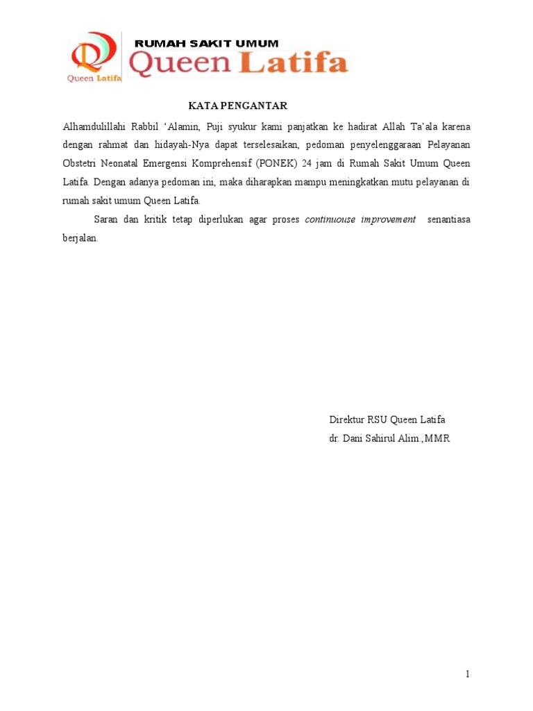 Format Pedoman Pelayanan Ponek | PDF