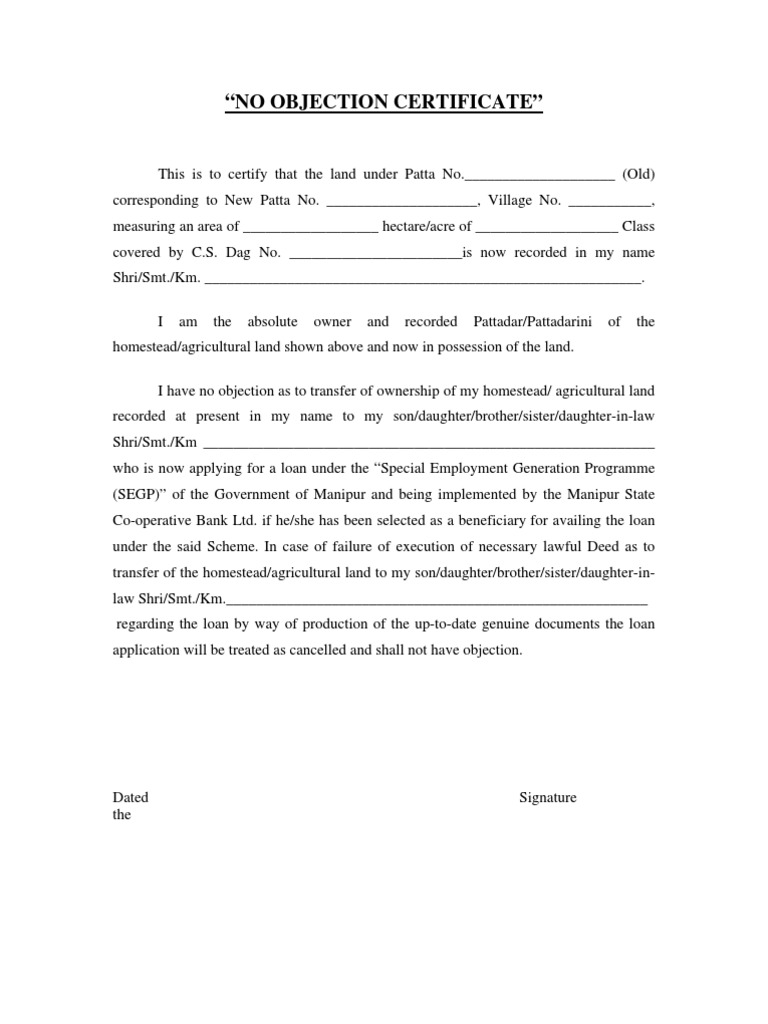 No Objection Certificate | PDF