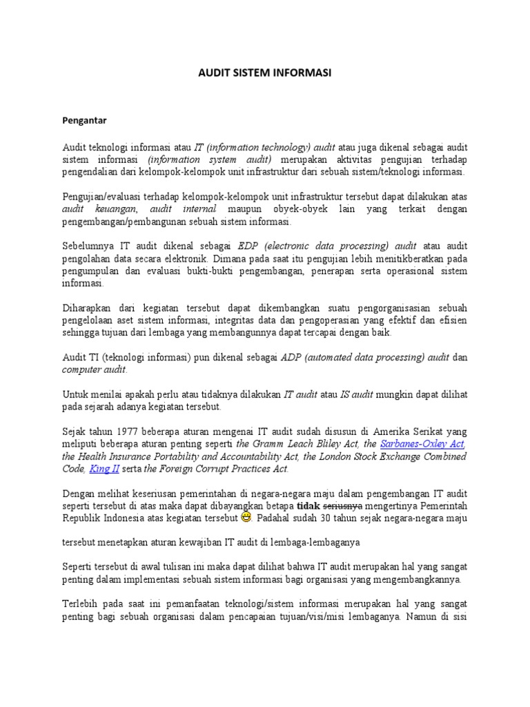 Audit Sistem Informasi | PDF