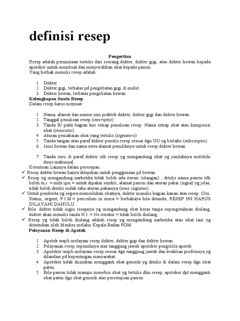 Definisi Resep | PDF | Pengembangan Diri | Kesehatan Holistik