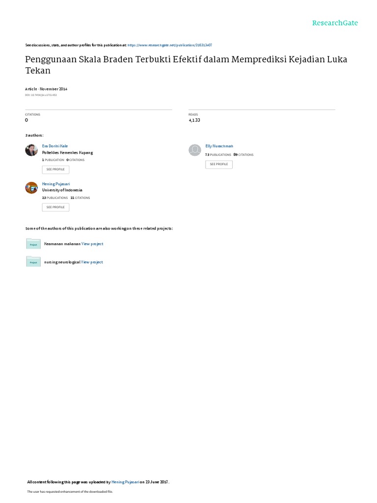 Penggunaan Skala Braden Terbukti Efektif Dalam Mem | PDF